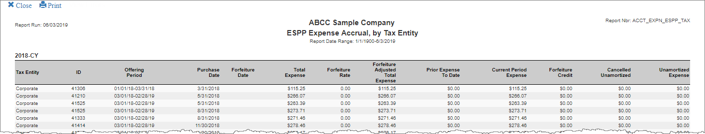ESPP Expense Accrual by [Version] (ACCT_EXPN_ESPP_NNN)